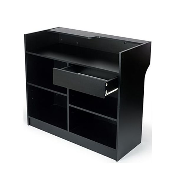 F2-13. BLACK LEDGE TOP REGISTER COUNTER – FIXTURES2GO